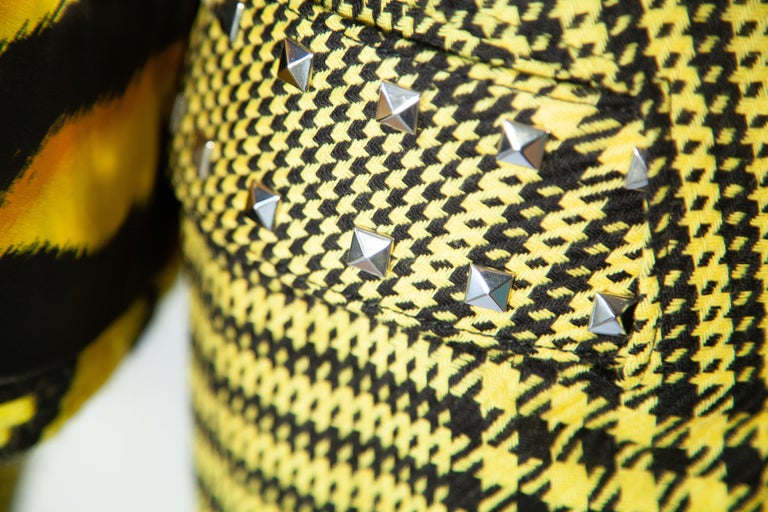 Versace by Donatella yellow and black houndstooth wool ensemble, FW2004 ...