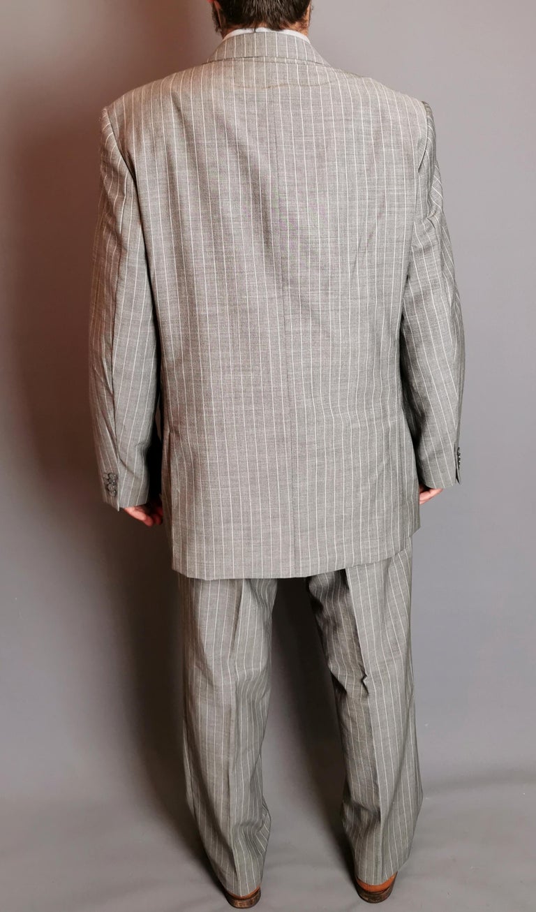 Versace Classic mens Grey pinstripe suit, 2 piece For Sale at 1stDibs