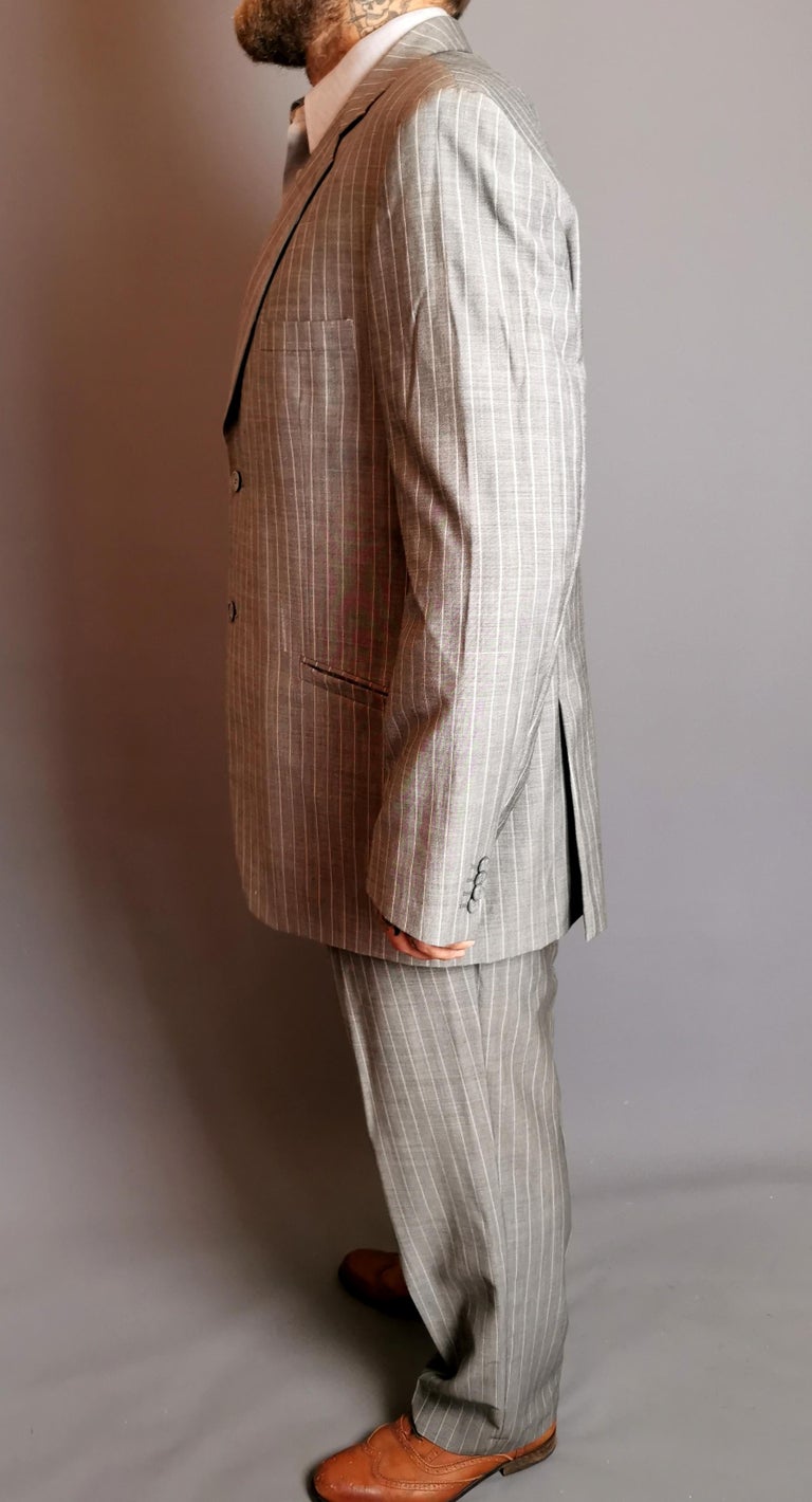 Versace Classic mens Grey pinstripe suit, 2 piece For Sale at 1stDibs
