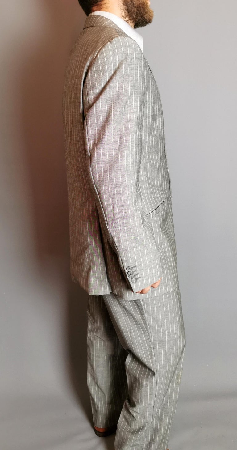 Versace Classic mens Grey pinstripe suit, 2 piece For Sale at 1stDibs