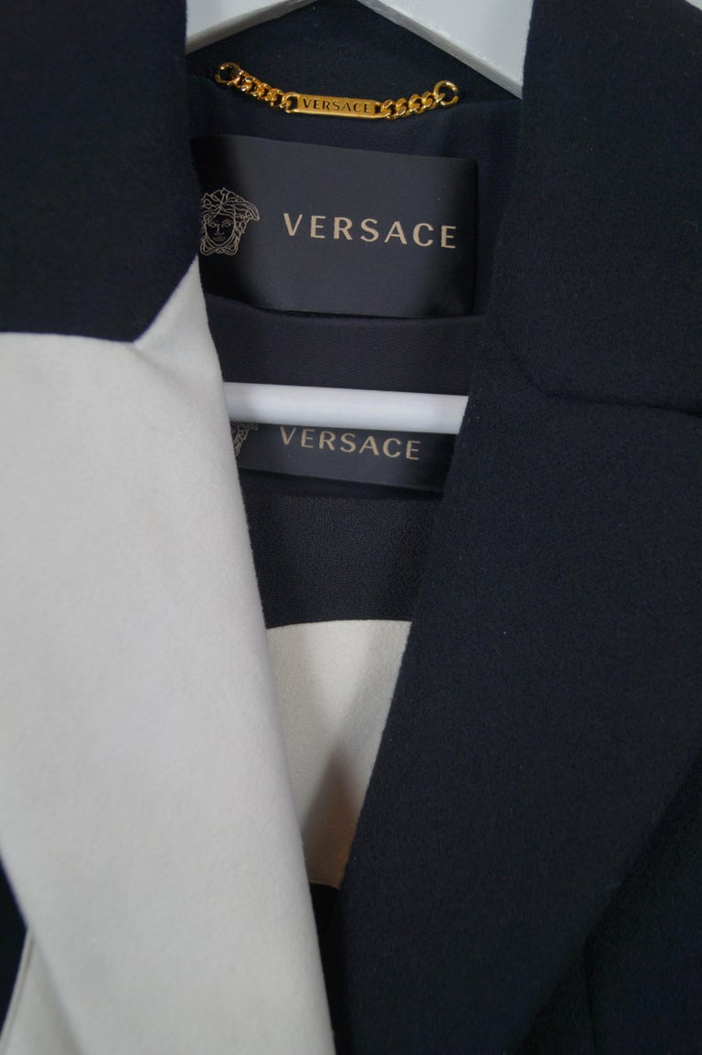 VERSACE coat and dress black and white F/W 2011 For Sale at 1stDibs