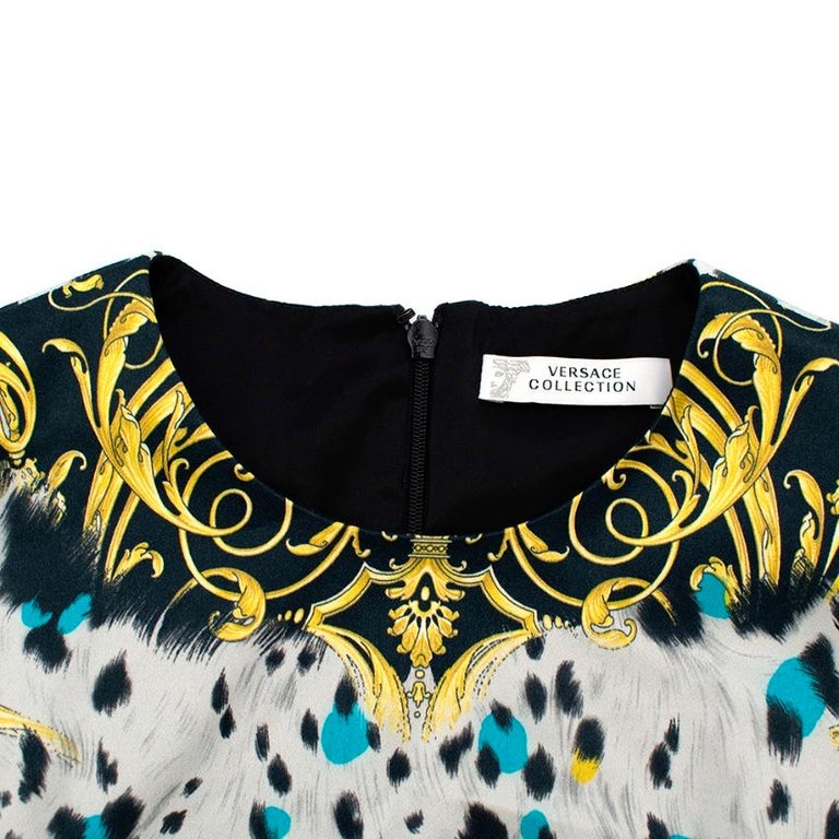 Versace Collection Baroque Leopard Print Dress - Size US2 at 1stDibs