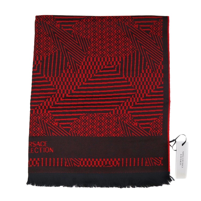 Versace Collection Black and Red Mens Scarf IST7R02IT02853I4081 at 1stDibs