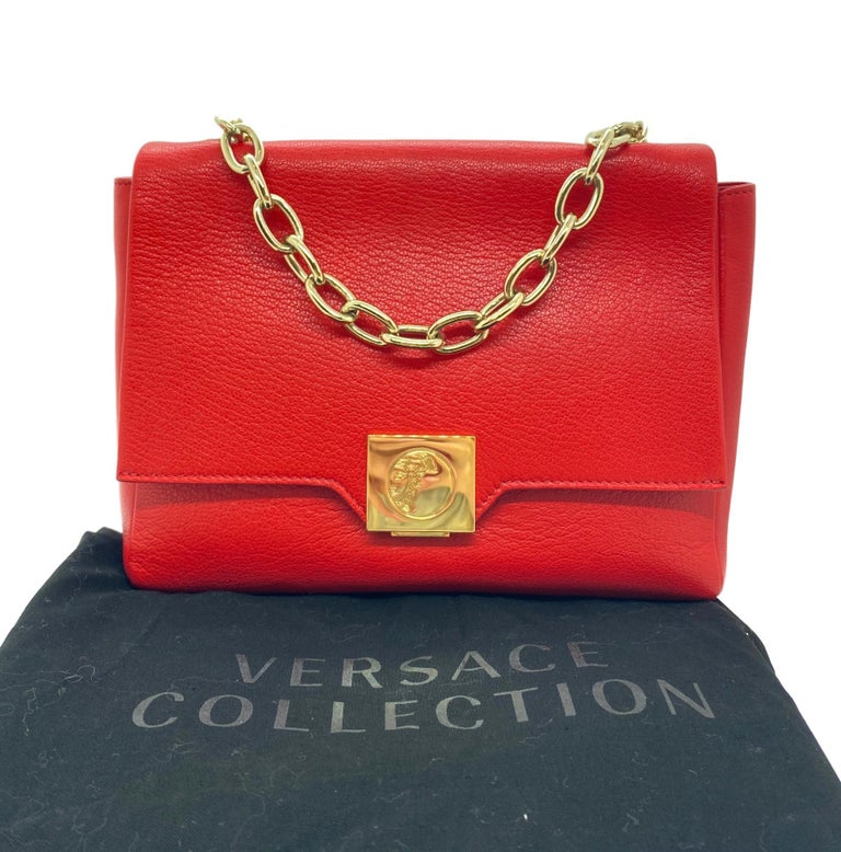 Versace Collection Red Fold-Over Leather Crossbody Bag at 1stDibs ...