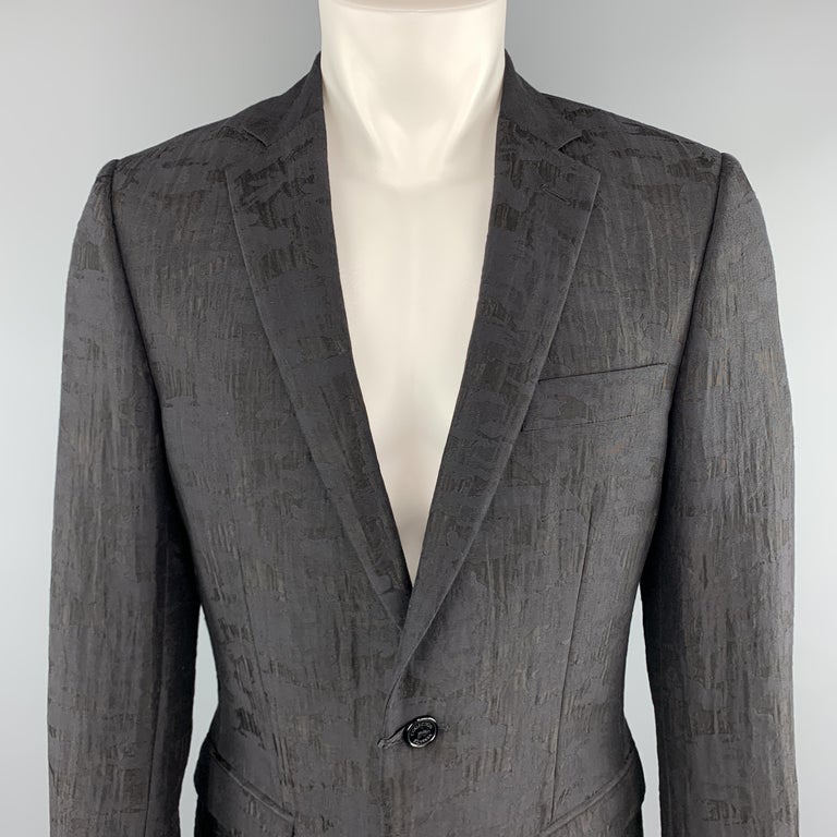VERSACE COLLECTION Size 40 Black Camouflage Jacquard Cotton / Nylon ...