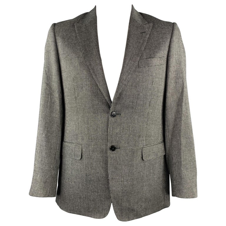 VERSACE COLLECTION Size 40 Black and White Grid Silk / Wool Sport Coat ...