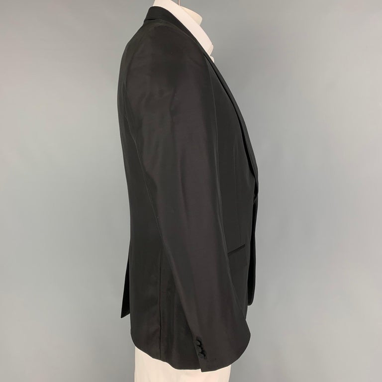 VERSACE COLLECTION Size 42 Black Viscose Wool Tuxedo Sport Coat For ...