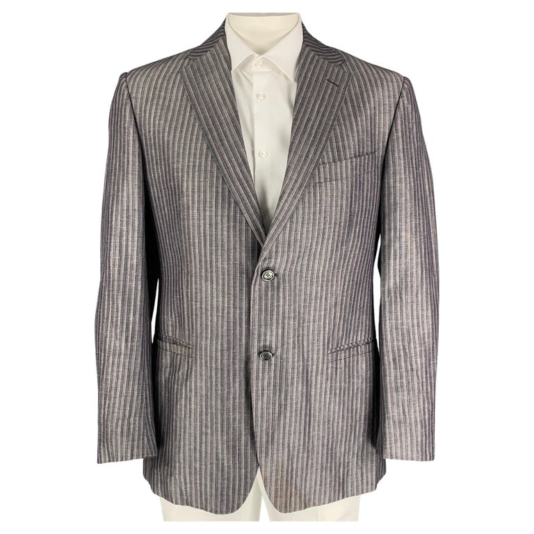 VERSACE COLLECTION Size 44 Regular Lavender Pink Stripe Sport Coat For ...