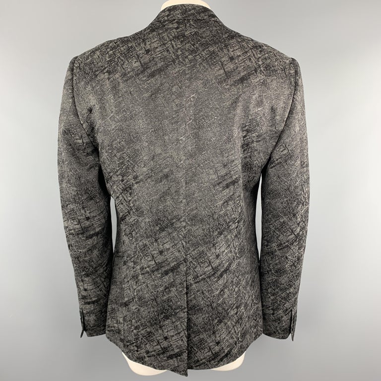 VERSACE COLLECTION Size 50 Charcoal and Black Metallic Print Sport Coat ...