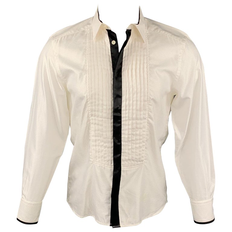 VERSACE COLLECTION Trend Size M White and Black Pleated Viscose ...