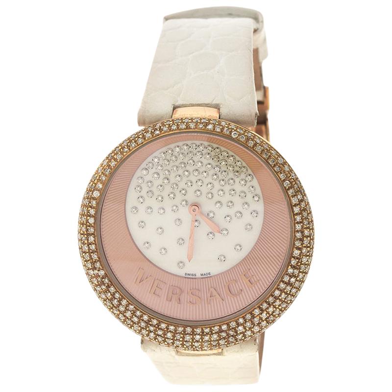 Versace Mother of Pearl Rose Gold Plated Steel Reve 68C Women's ...