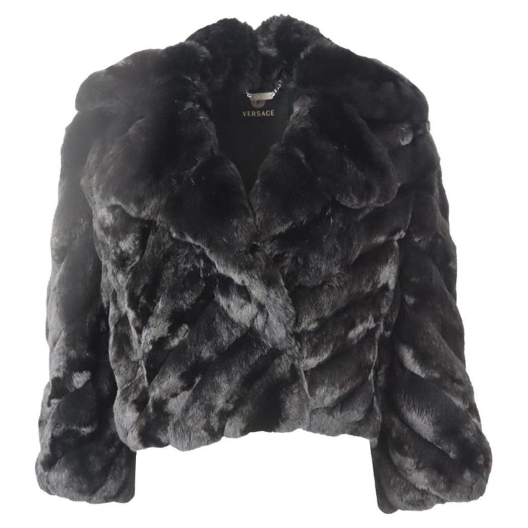 Versace Cropped Chinchilla Fur Jacket Medium For Sale at 1stDibs