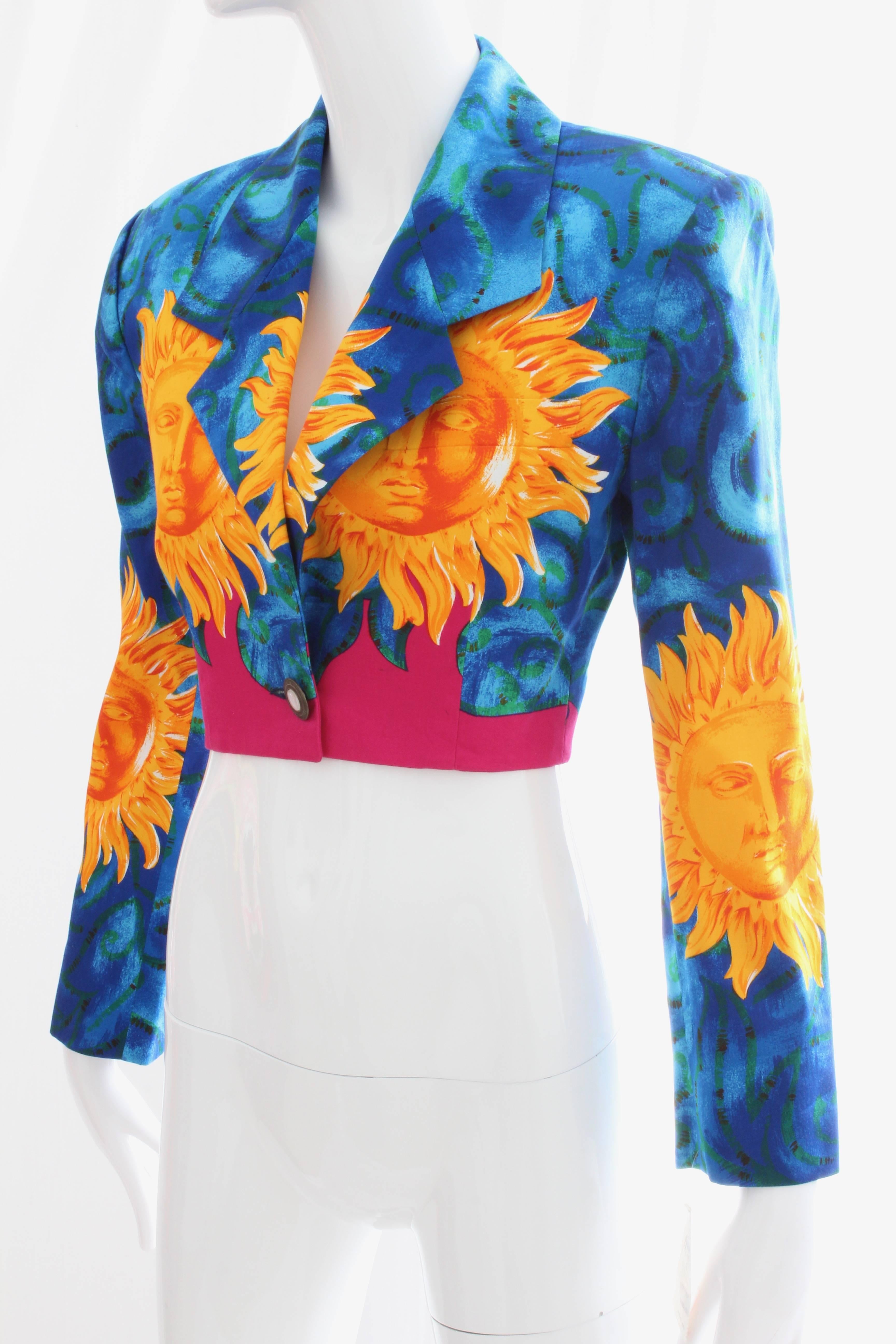 Versace Cropped Jacket Bold Sun Print Graphic Vintage 90s Gianni ...
