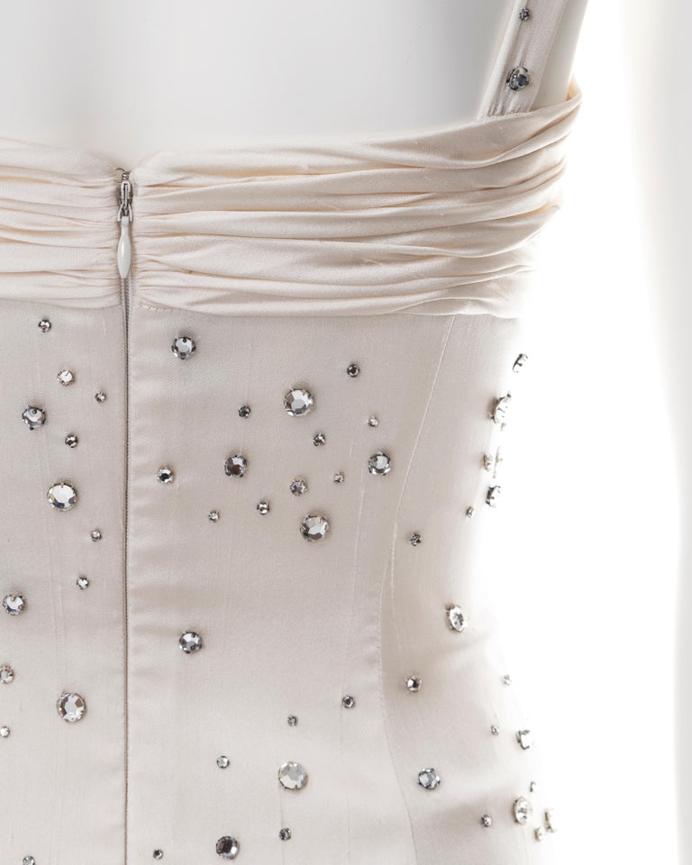 Versace crystal embellished ivory silk evening dress, ss 2005 For Sale ...