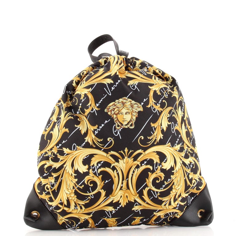 Versace Drawstring Tote Backpack Printed Canvas Medium at 1stDibs