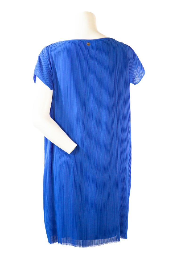 Versace Electric Blue Pleated Dress For Sale at 1stDibs