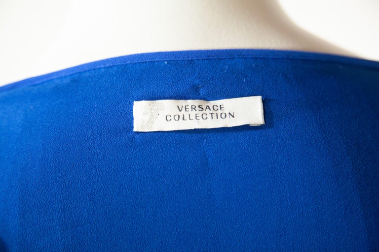 Versace Electric Blue Pleated Dress For Sale at 1stDibs