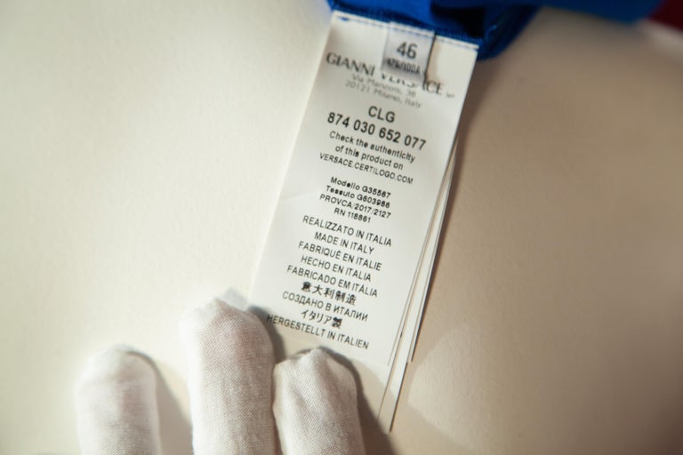 Versace Electric Blue Pleated Dress For Sale at 1stDibs