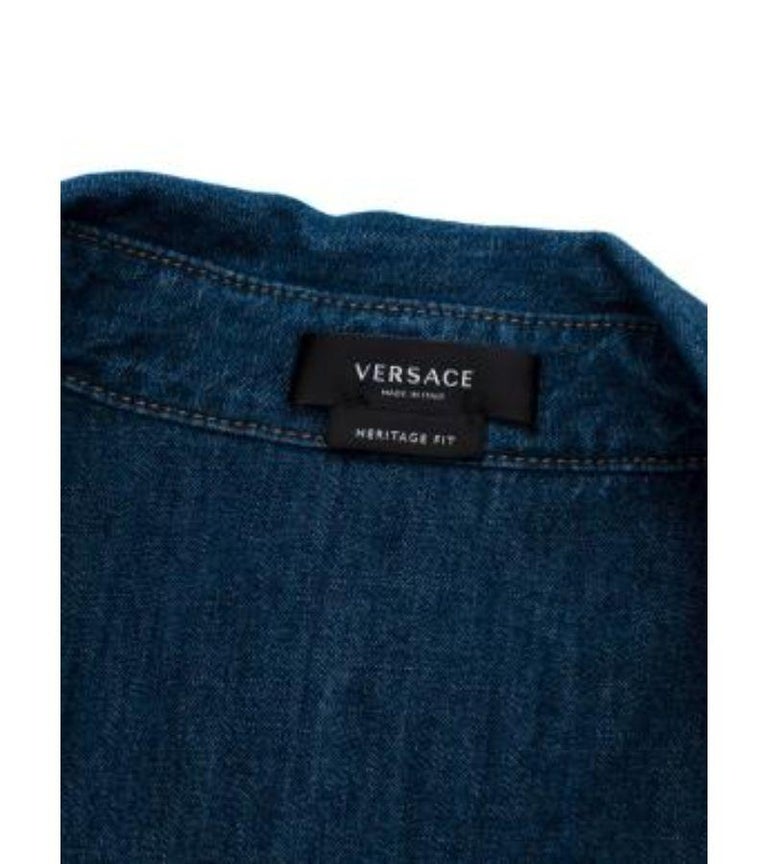 Versace Embroidered Denim Shirt For Sale at 1stDibs