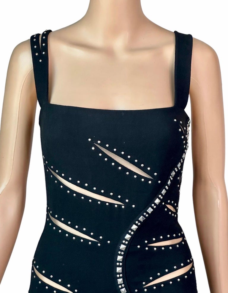 Versace F/W 2004 Runway Embellished Sheer Cutouts Studded Detail ...