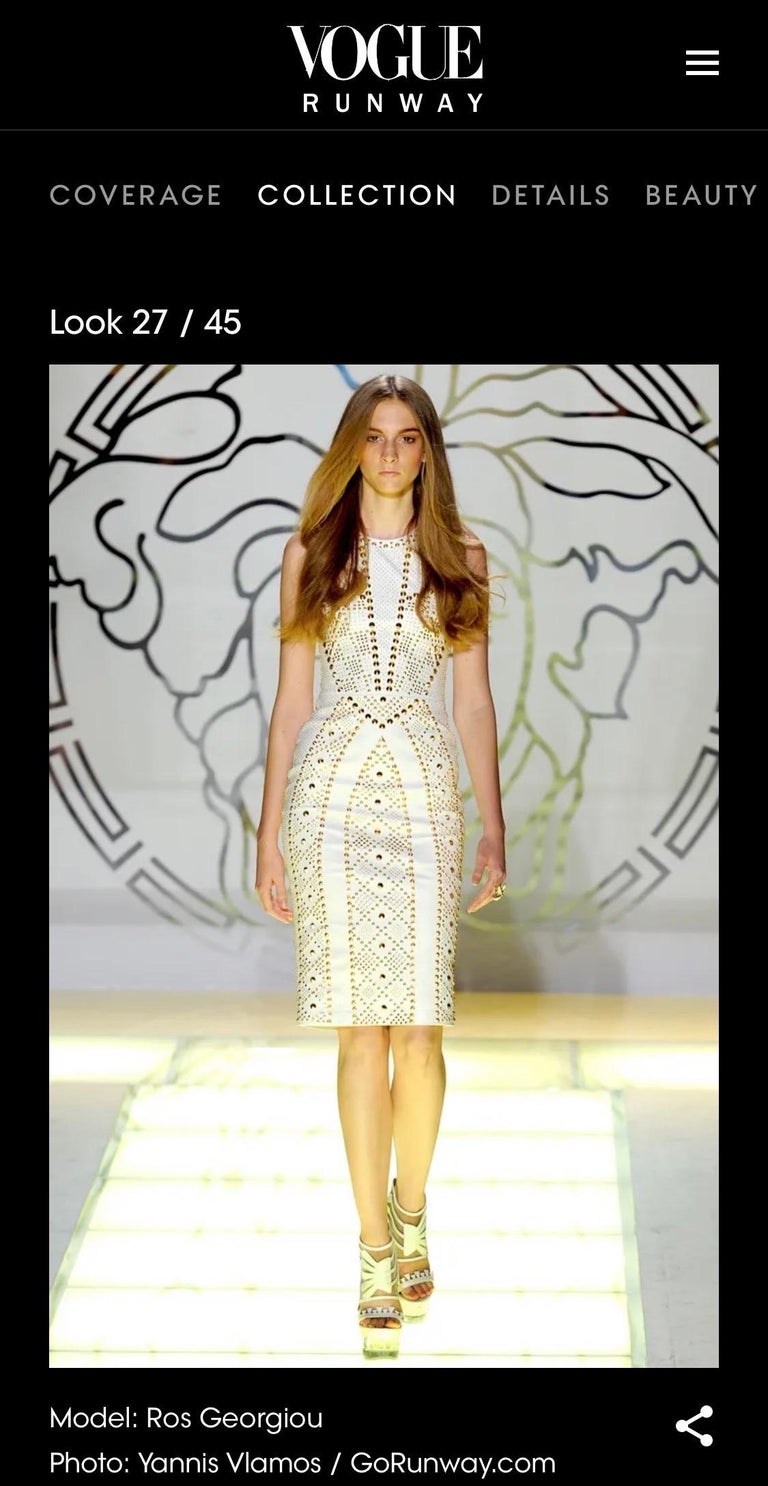 Versace S/S 2012 Runway Unworn Embellished Gold Studded Leather Dress ...