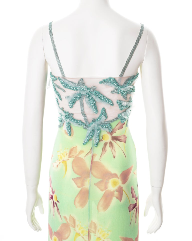 Versace floral printed tulle and metal mesh evening dress, ss 1999 For ...