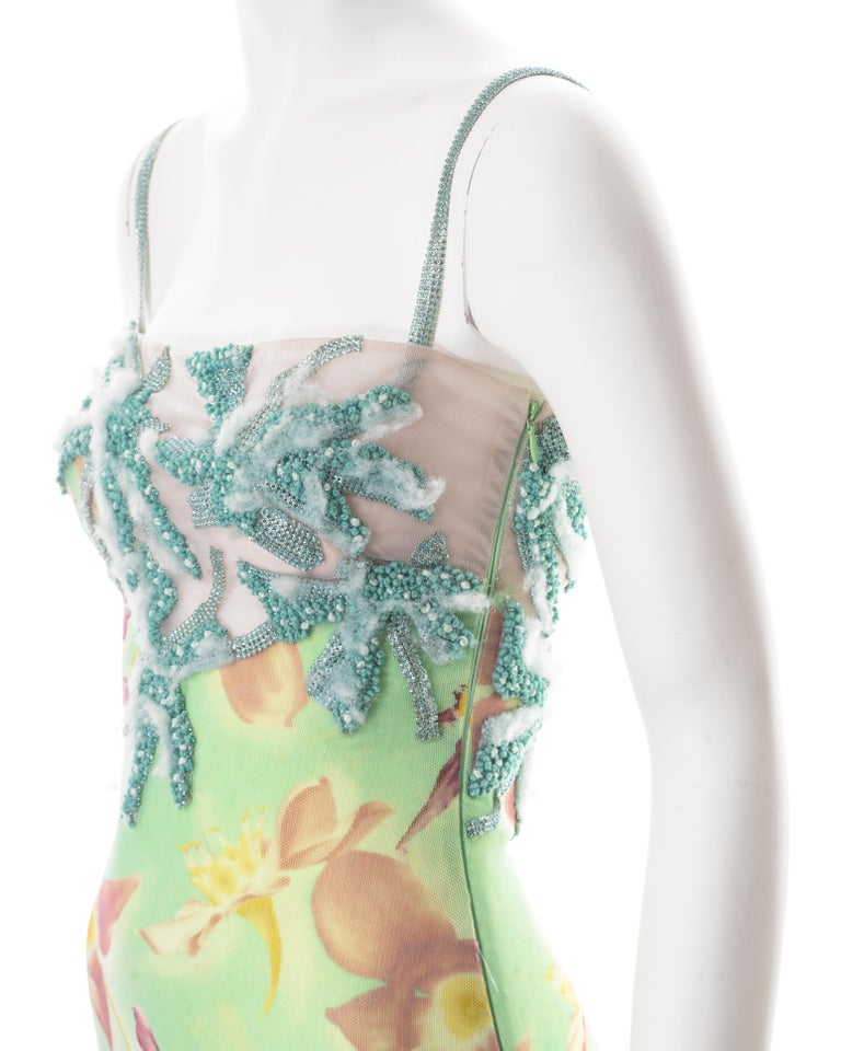 Versace floral printed tulle and metal mesh evening dress, ss 1999 For ...