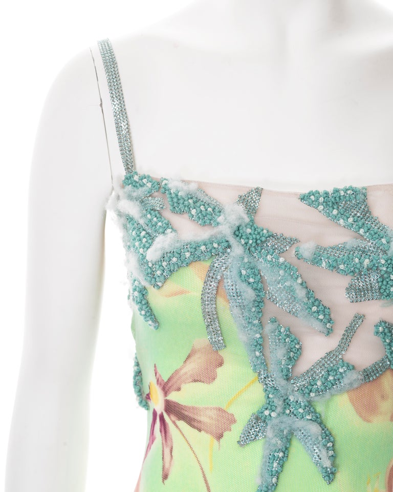 Versace floral printed tulle and metal mesh evening dress, ss 1999 For ...