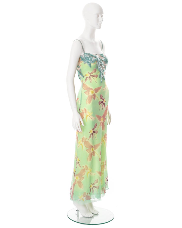 Versace floral printed tulle and metal mesh evening dress, ss 1999 For ...