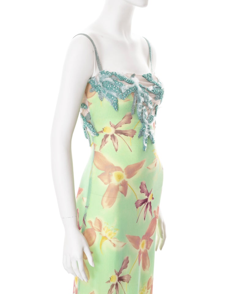 Versace floral printed tulle and metal mesh evening dress, ss 1999 For ...