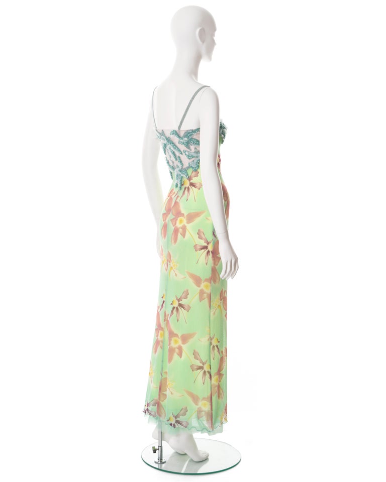 Versace floral printed tulle and metal mesh evening dress, ss 1999 For ...