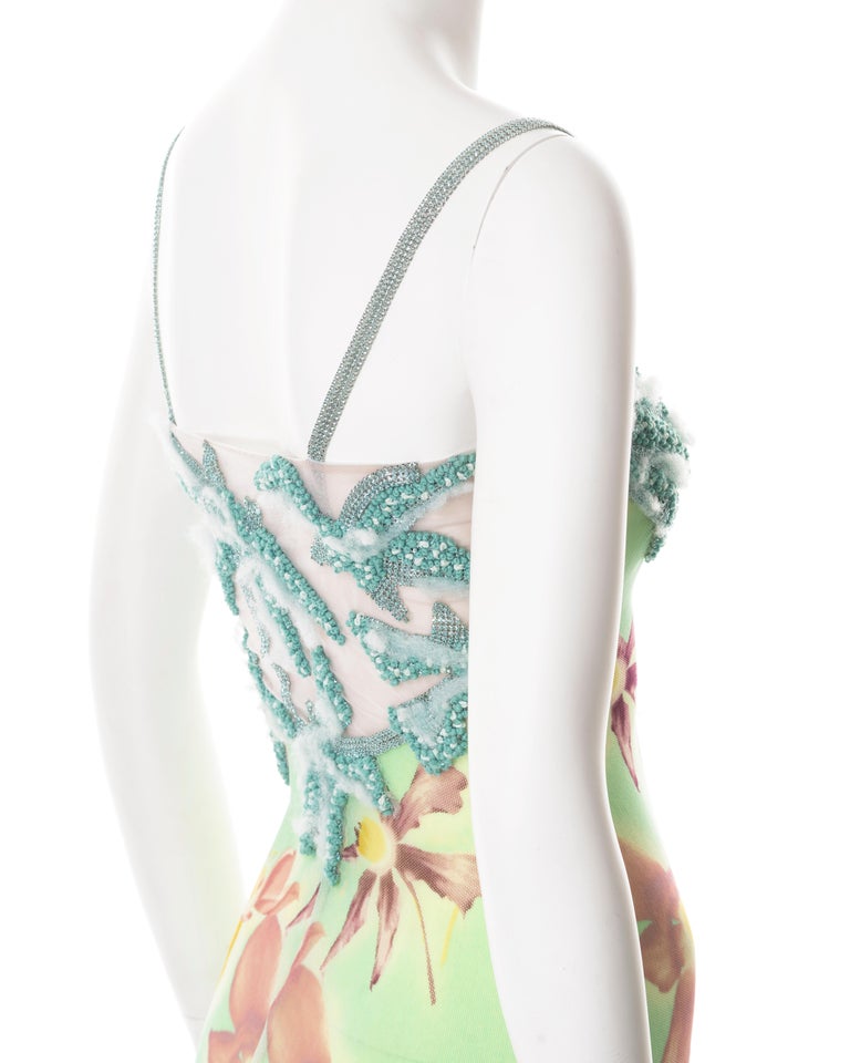 Versace floral printed tulle and metal mesh evening dress, ss 1999 For ...