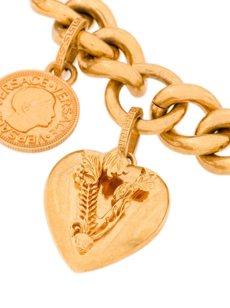 Versace FW18 Tribute Collection Gold Coin Charm Chunky Necklace at 1stDibs