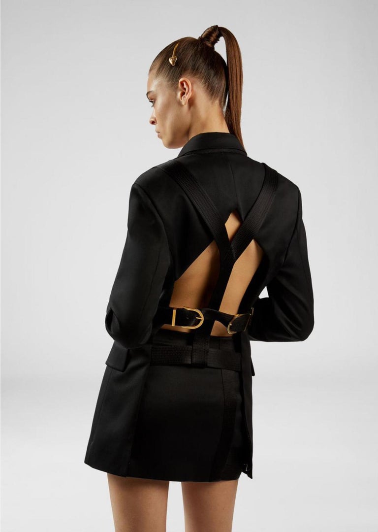 Versace FW19 Runway Black Wool "Bondage" Open Back Blazer Jacket Size ...