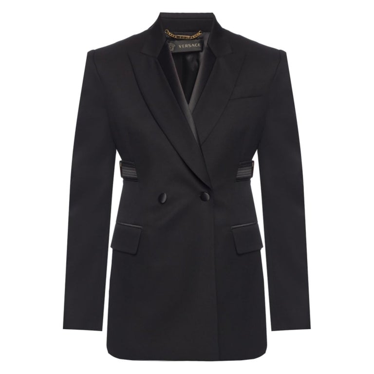 Versace FW19 Runway Black Wool "Bondage" Open Back Blazer Jacket Size ...