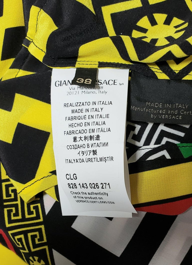 VERSACE geometric multi color greek pattern shirt For Sale at 1stDibs ...