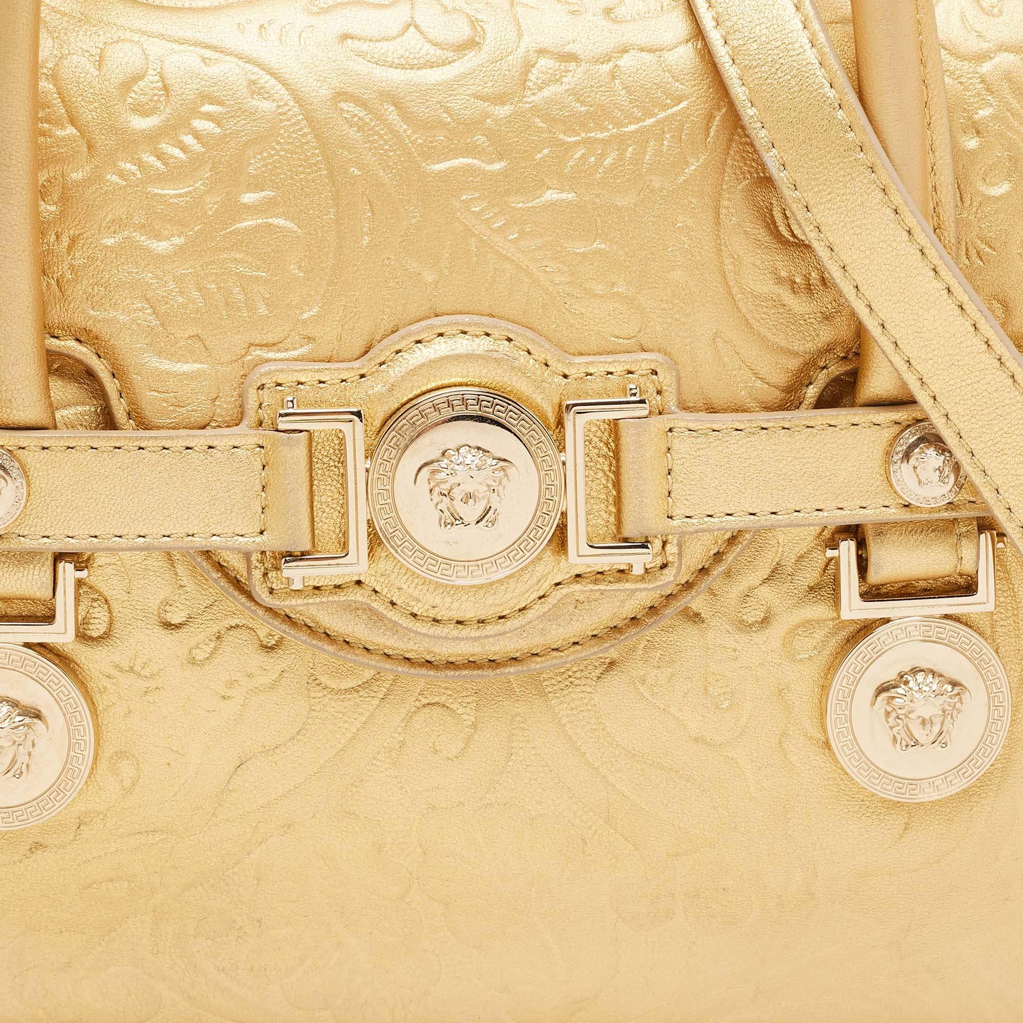 Versace Gold Leather Medium Medusa Medallion Tote For Sale at 1stDibs