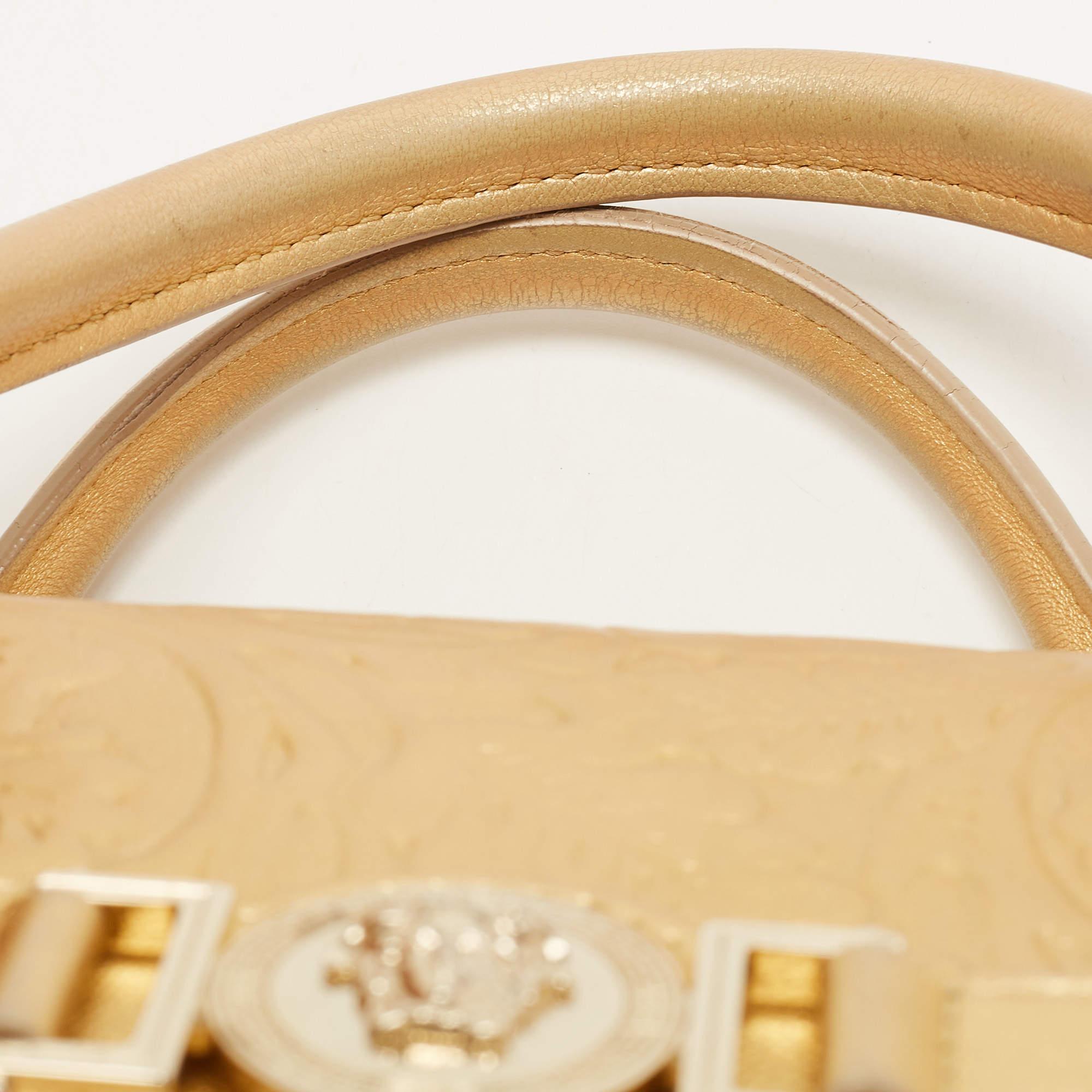 Versace Gold Leather Medium Medusa Medallion Tote For Sale at 1stDibs
