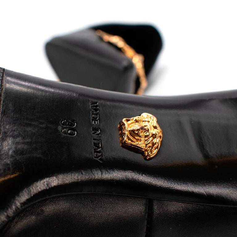 Versace Gold Medusa Black Pointed Gold-Tone Heeled Pumps at 1stDibs ...