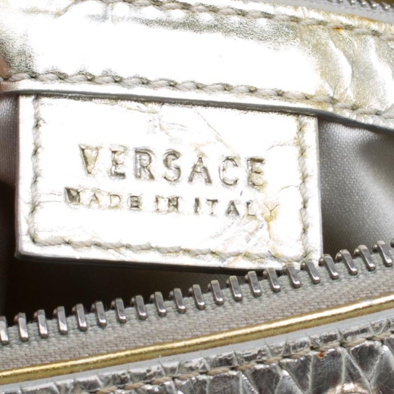 Versace Gold/Silver Ceramic Effect Leather Snap Out Of It Satchel at ...