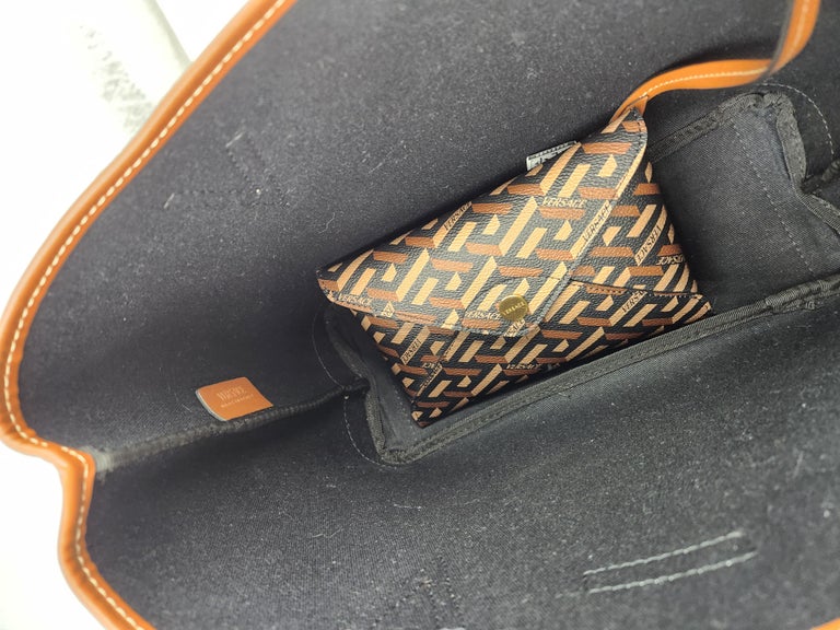 Versace Greca Logo Monogram Tote Bag with Envelope Clutch Brown Unisex ...