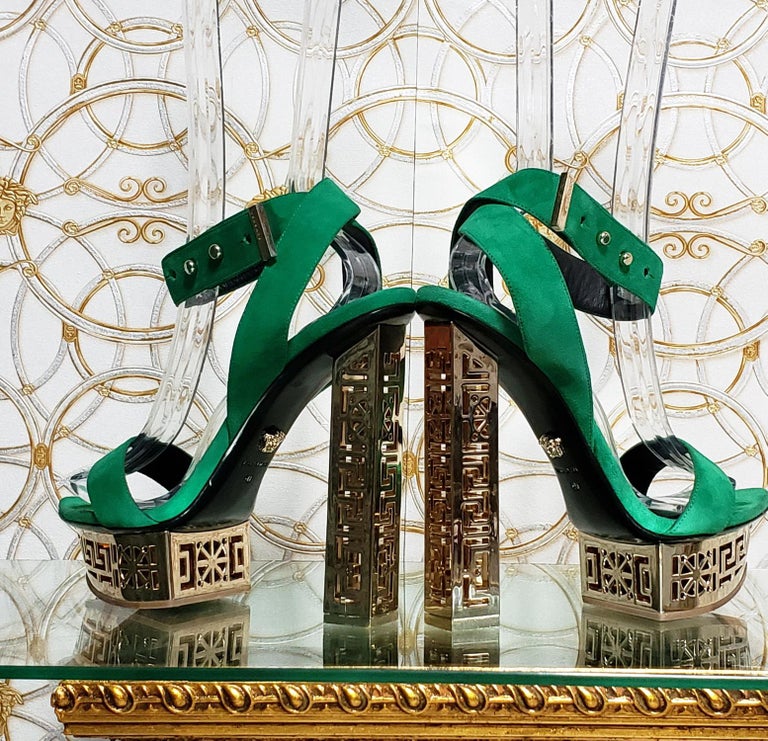 Versace #GREEK green platform sandals at 1stDibs | green platform shoes ...