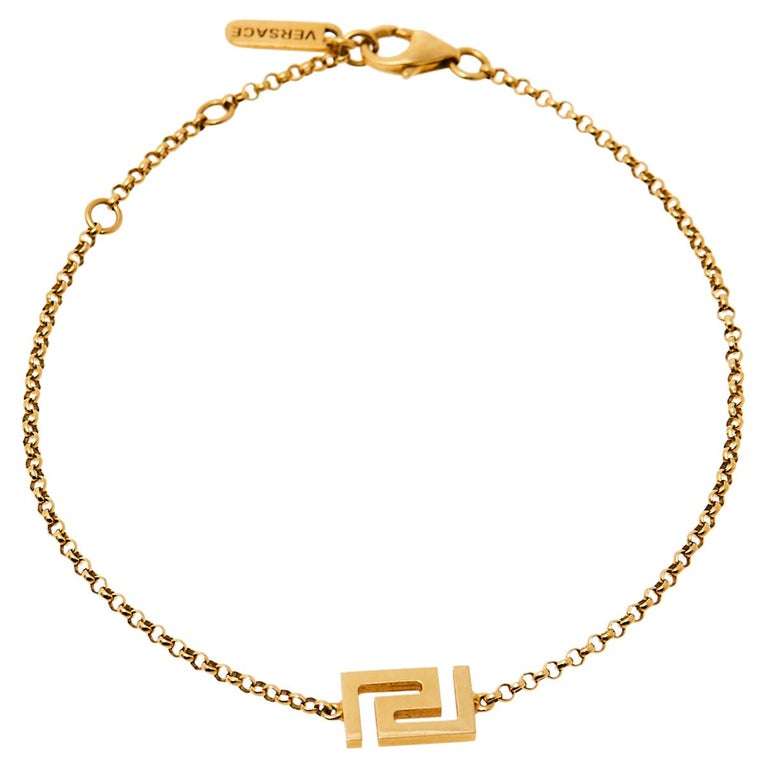 Versace Greek Key Motif 18K Yellow Gold Bracelet at 1stDibs
