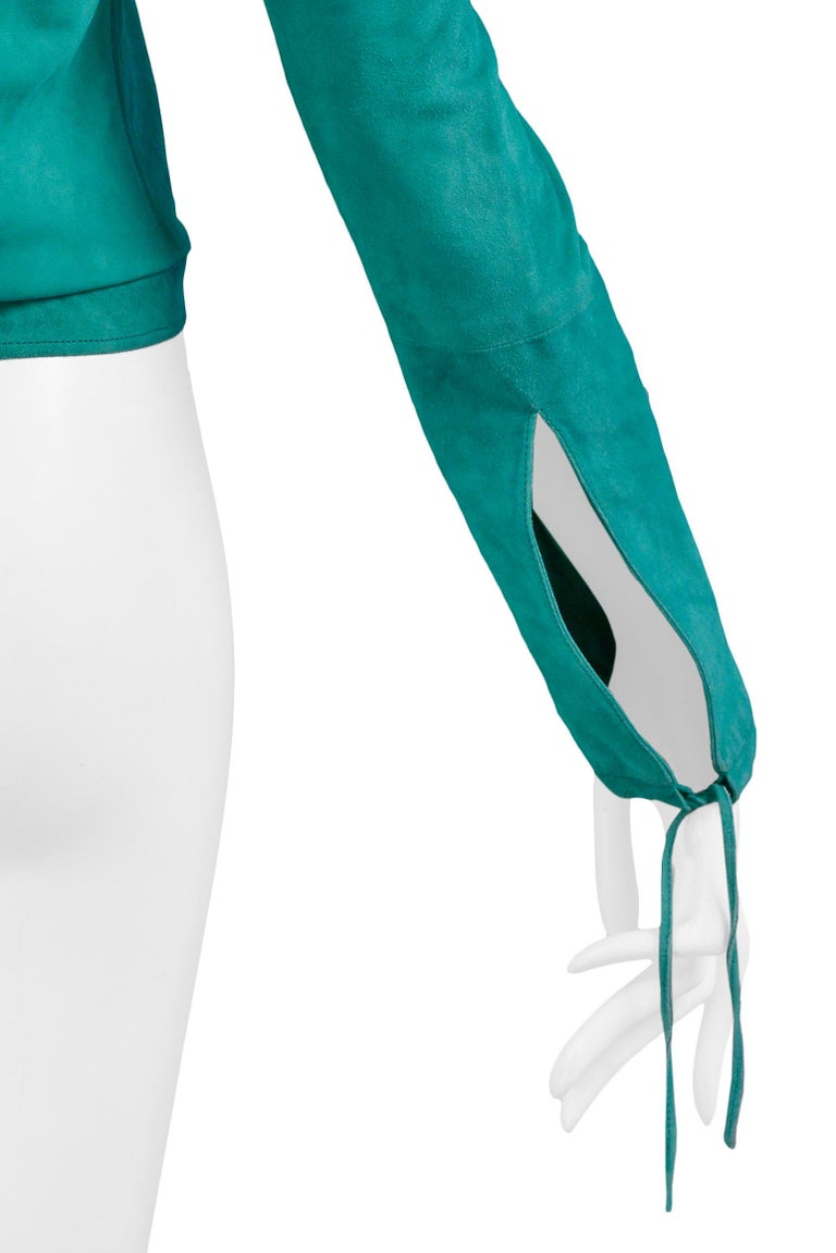 Versace Green Suede Jacket For Sale at 1stDibs