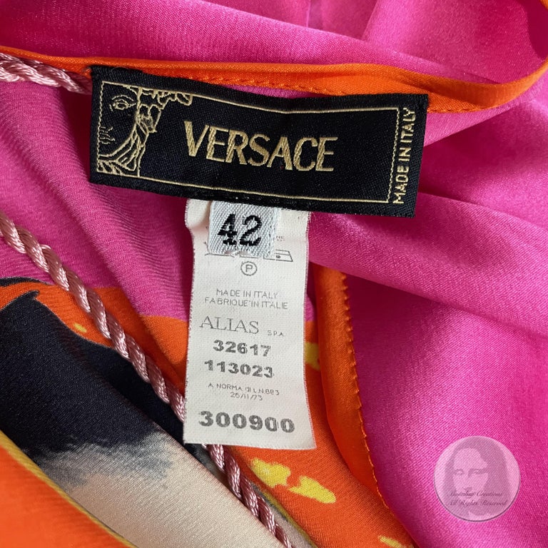 Versace Halter Top Pop Art Donatella Print Silk S/S 2004 Runway Sz 42 ...