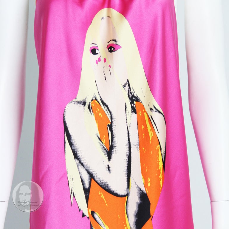 Versace Halter Top Pop Art Donatella Print Silk S/S 2004 Runway Sz 42 ...