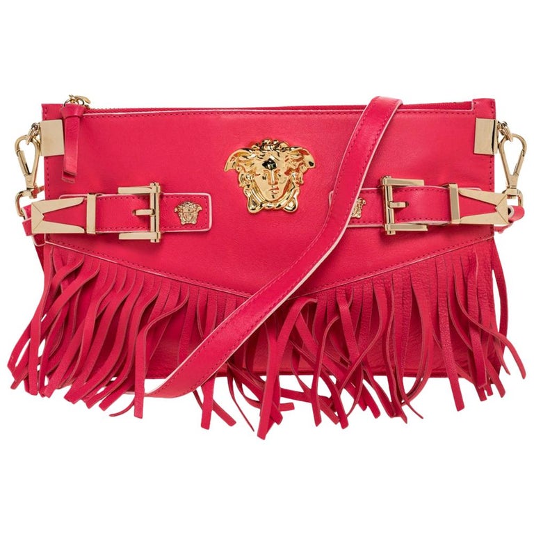 Versace Hot Pink Leather Fringed Medusa Shoulder Bag at 1stDibs ...