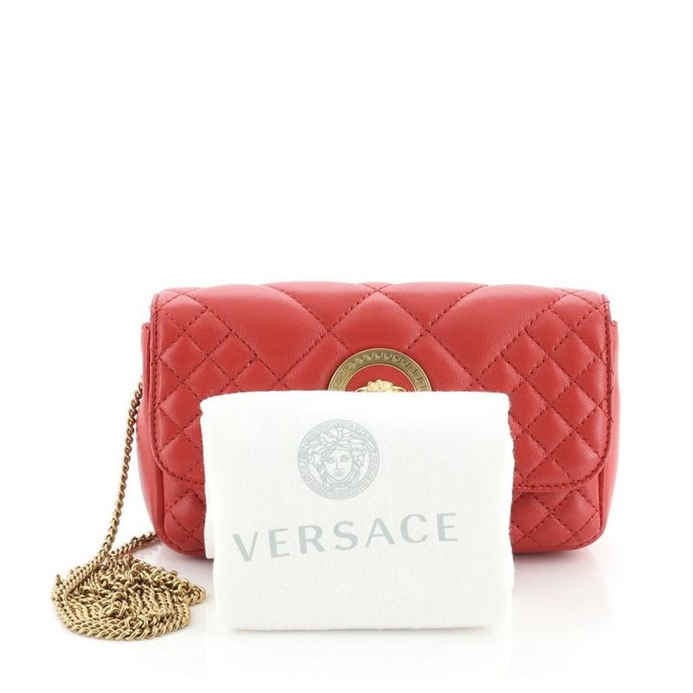 Versace Icon Wallet on Chain Quilted Leather at 1stDibs