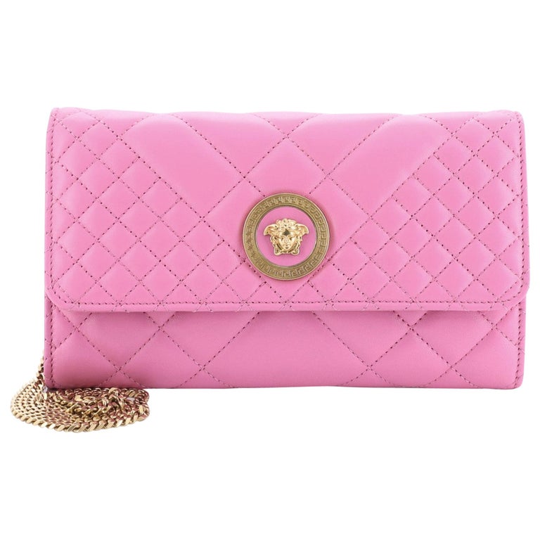 Versace Icon Wallet on Chain Quilted Leather at 1stDibs