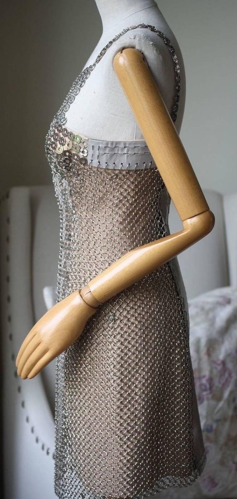 Versace Iconic Chain-Mail and Silk-Satin Mini Dress For Sale at 1stDibs
